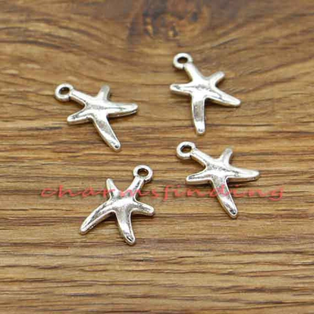 50pcs Starfish Charms Beach Sea Charms Antique Silver Tone 11x18mm ...