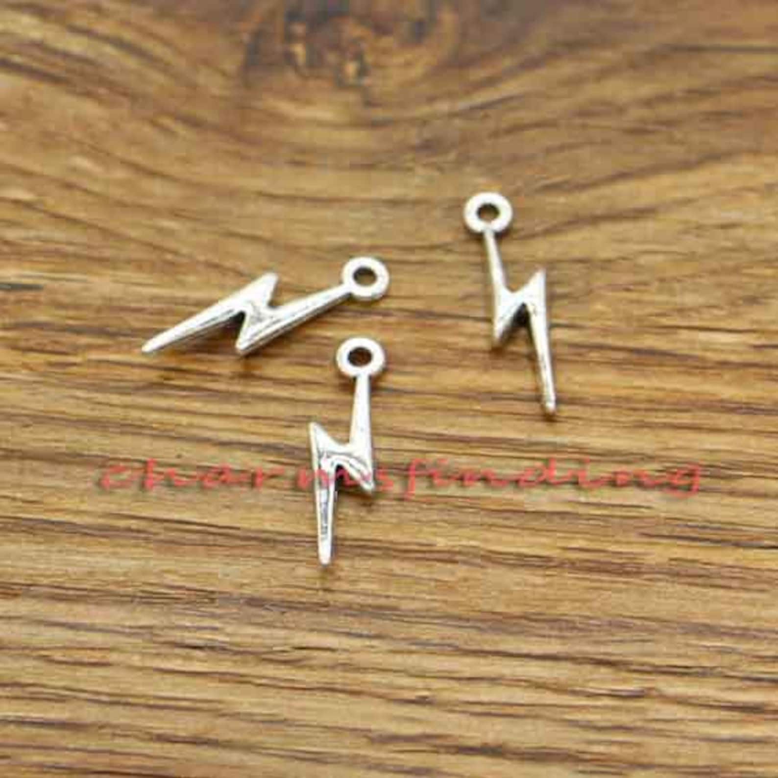 50pcs Lightning Bolt Charms Double Sided Charms Antique Silver - Etsy