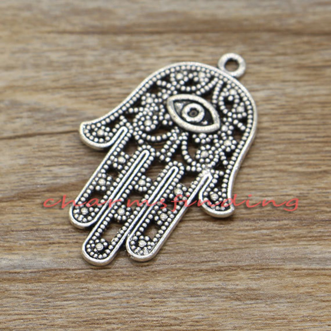 10pcs Large Hamsa Hand Charms Pendants Hand of Fatima Charms Antique ...