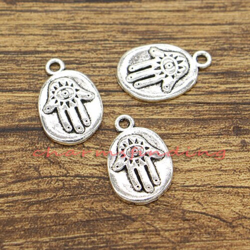10 Hamsa Hand Pendants evil Eye Hamsa Hand Charms antique - Etsy