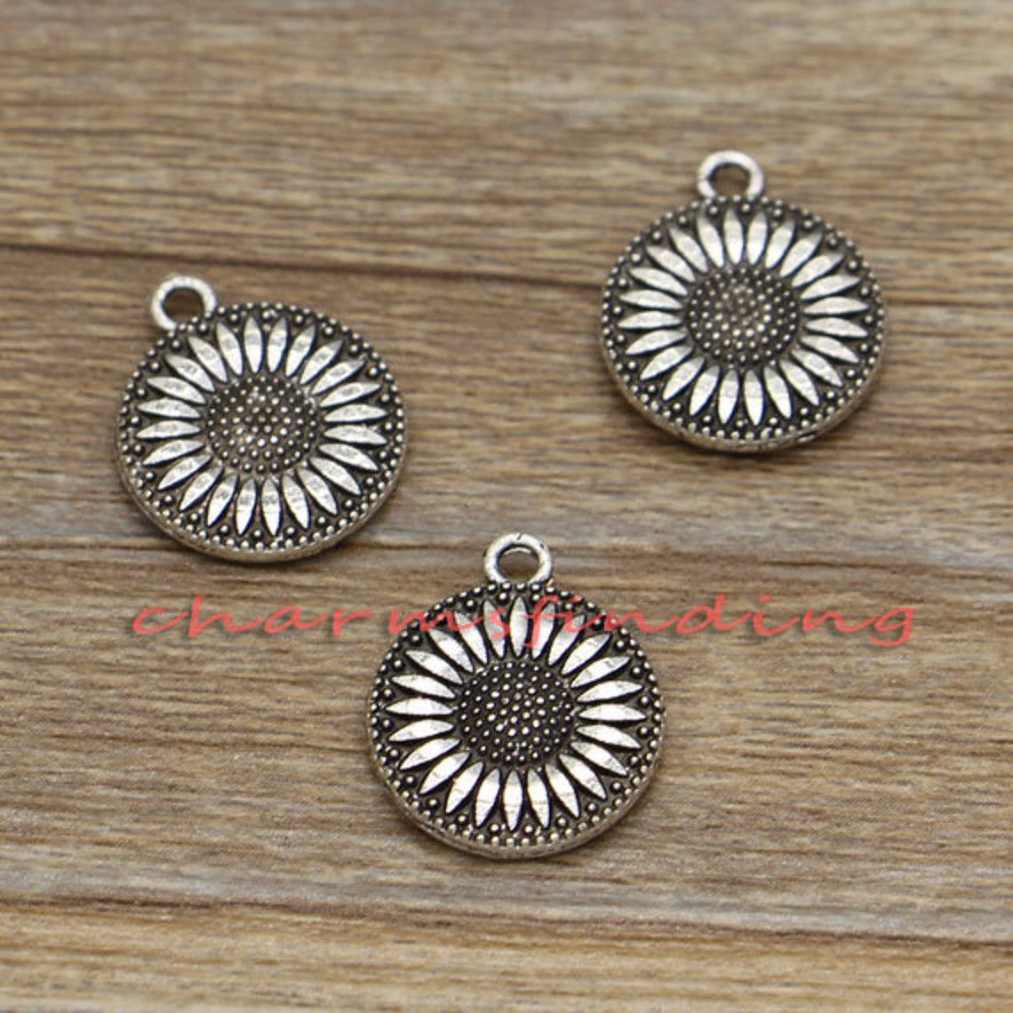 20pcs Flower Charms Sunflower Charms Antique Silver Tone - Etsy
