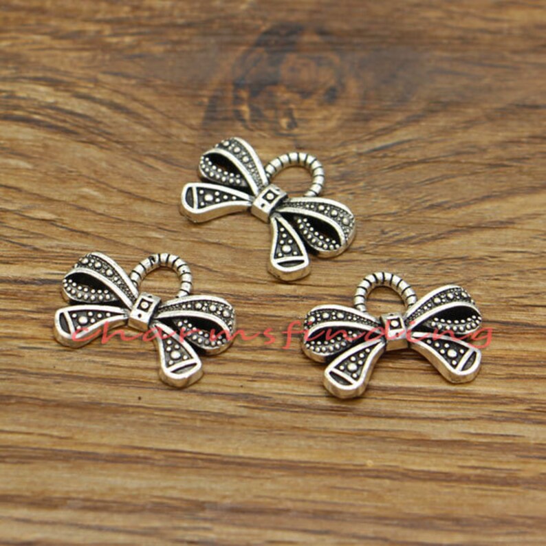 30pcs Bow Charms Bow Tie Charms Antique Silver Tone 19x14mm - Etsy
