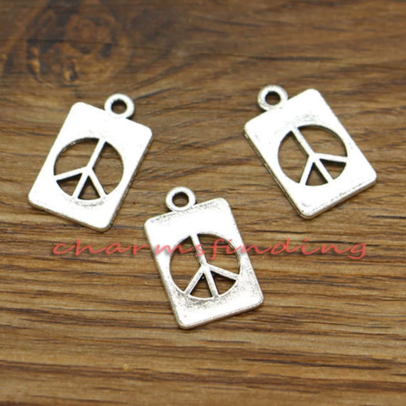 50pcs Peace Charms 2 Sided Peace Sign Charms Antique Silver | Etsy