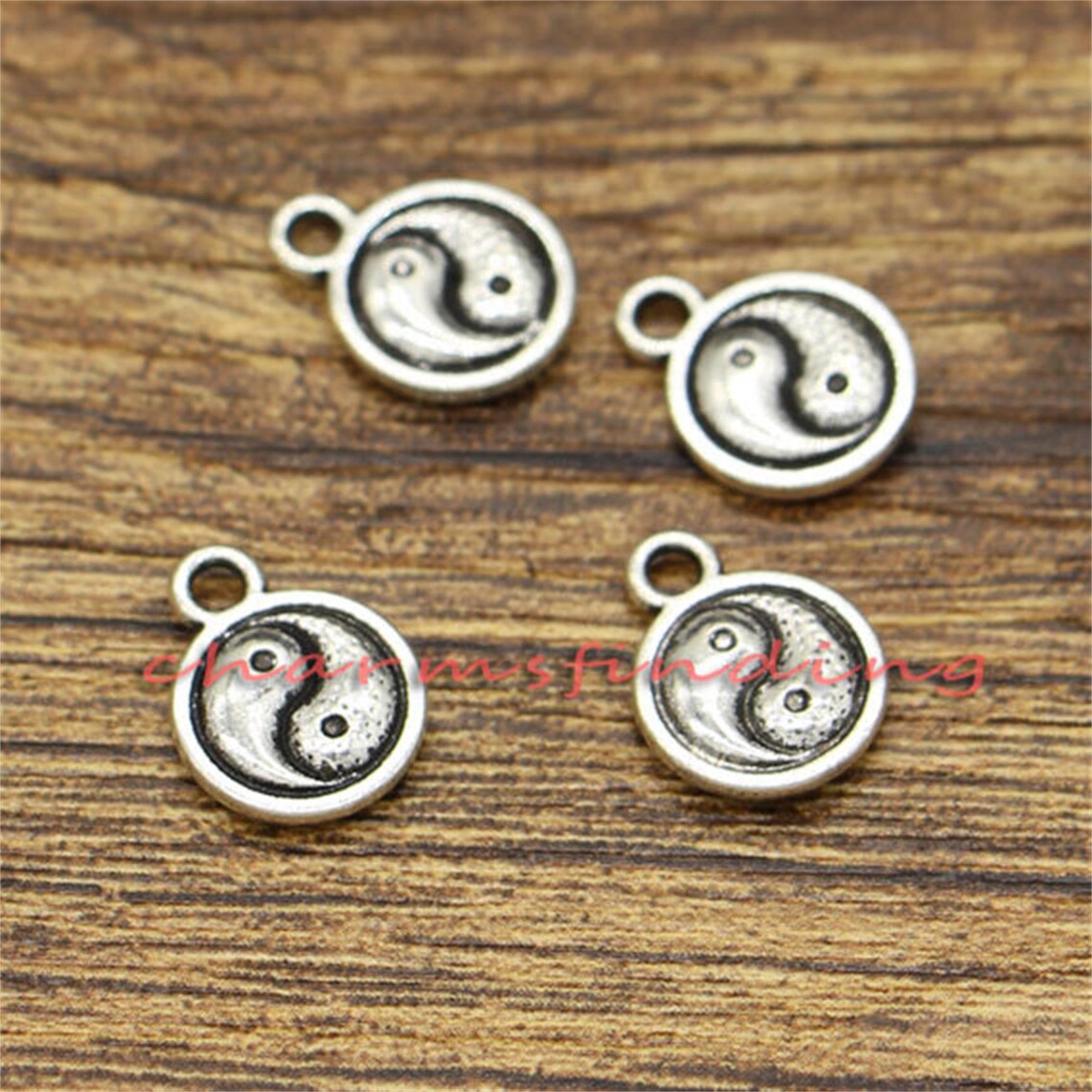 50pcs Yin Yang Charms Meditation Charm Antique Silver Tone 10x13mm ...