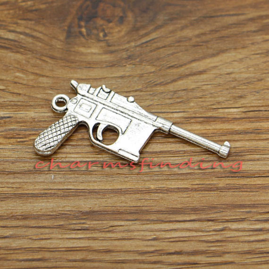 10pcs Gun Charms 2 Sided Revolver Hand Gun Charms Antique - Etsy