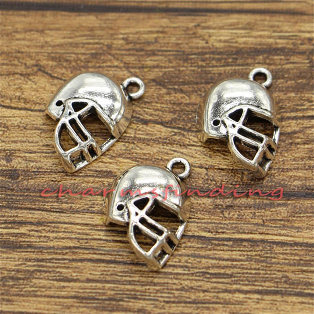 20pcs Football Helmet Charms Mask 3D Charm Antique Silver Tone 21x14mm ...