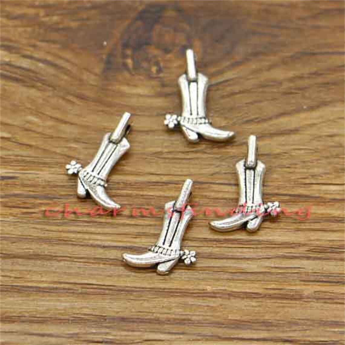 50pcs Cowboy Boot Charms Shoe Charms Antique Silver Tone 17x12mm Cf1901 ...