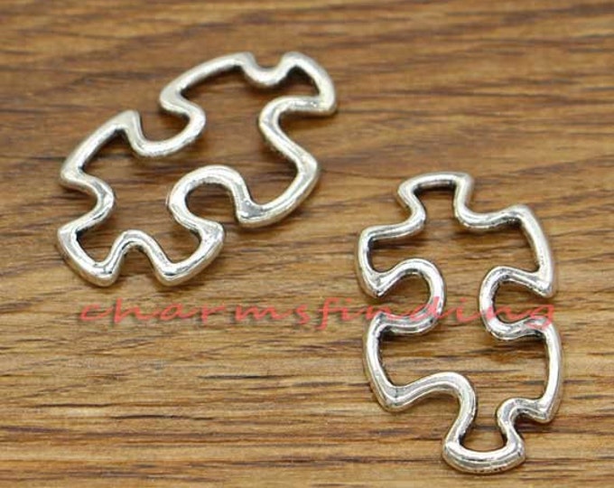 20pcs Puzzle Piece Charms Antique Silver Tone 30x18mm Cf0249 - Etsy