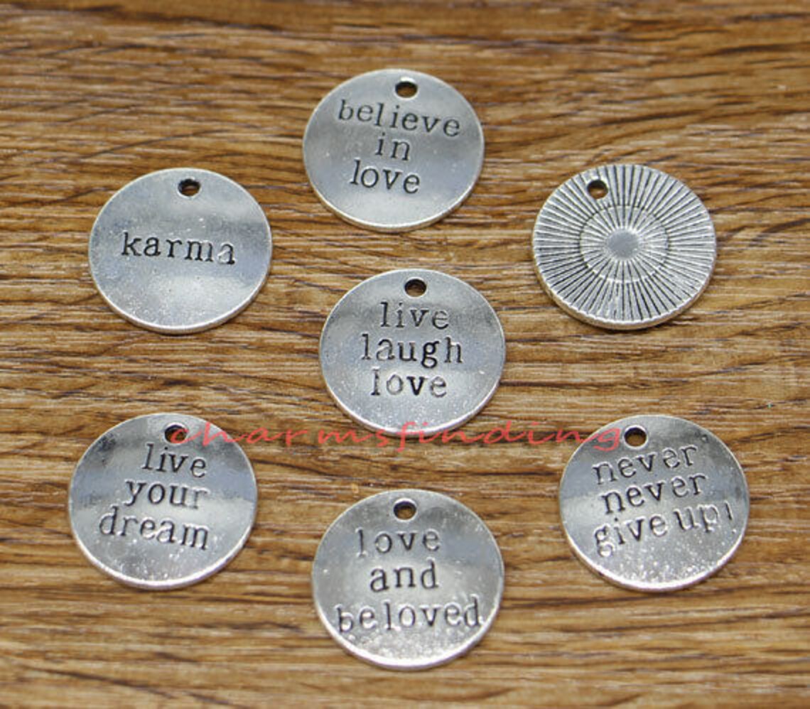 20pcs Affirmation Charm Word Charm Live Your Dream Live Laugh | Etsy