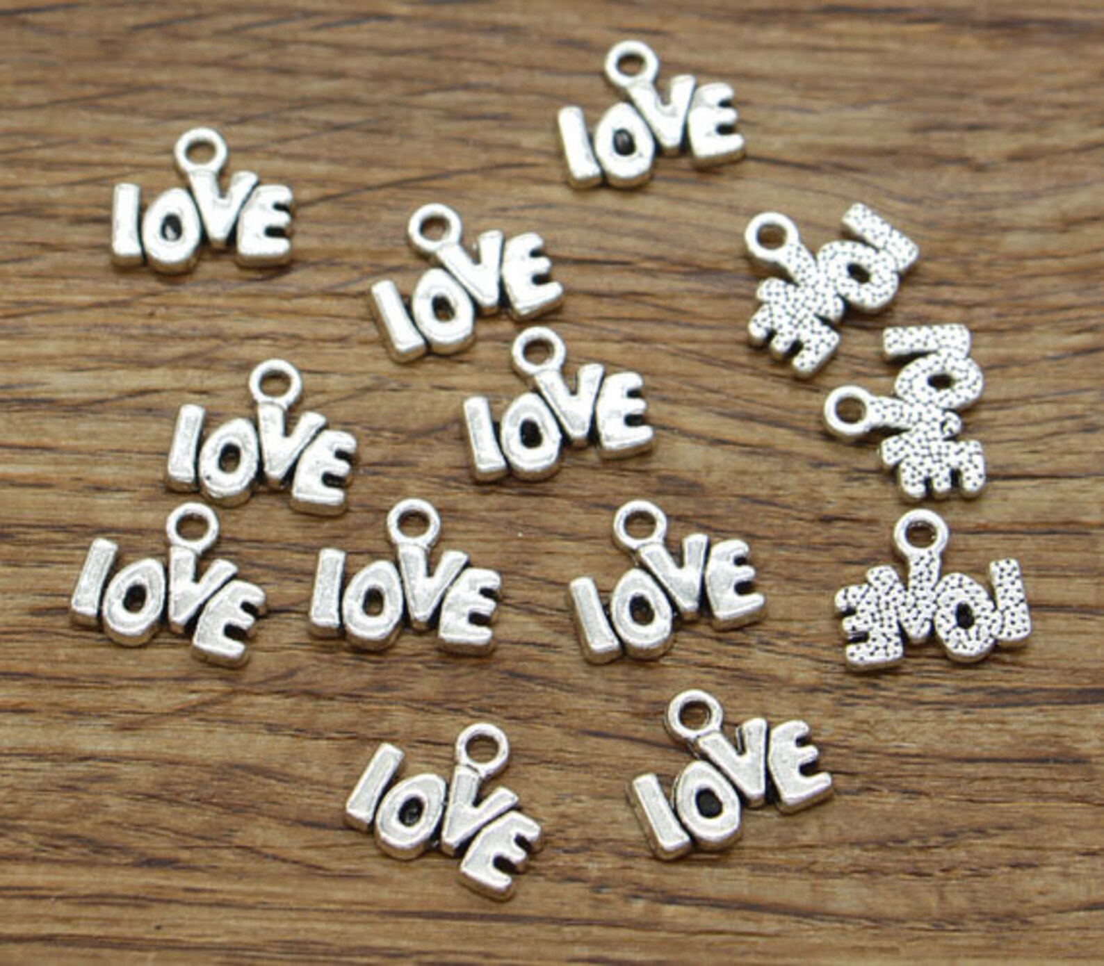 100pcs Love Charms Word Mini Small Charm Antique Silver Tone - Etsy