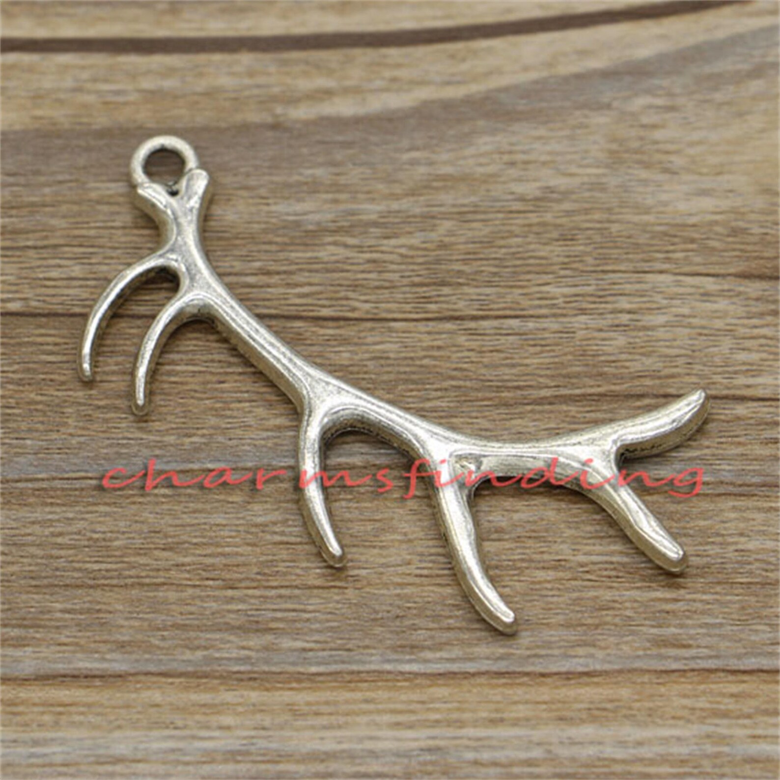 5pcs Antler Charm Deer Large Charms Animal Charms Antique Silver Tone ...