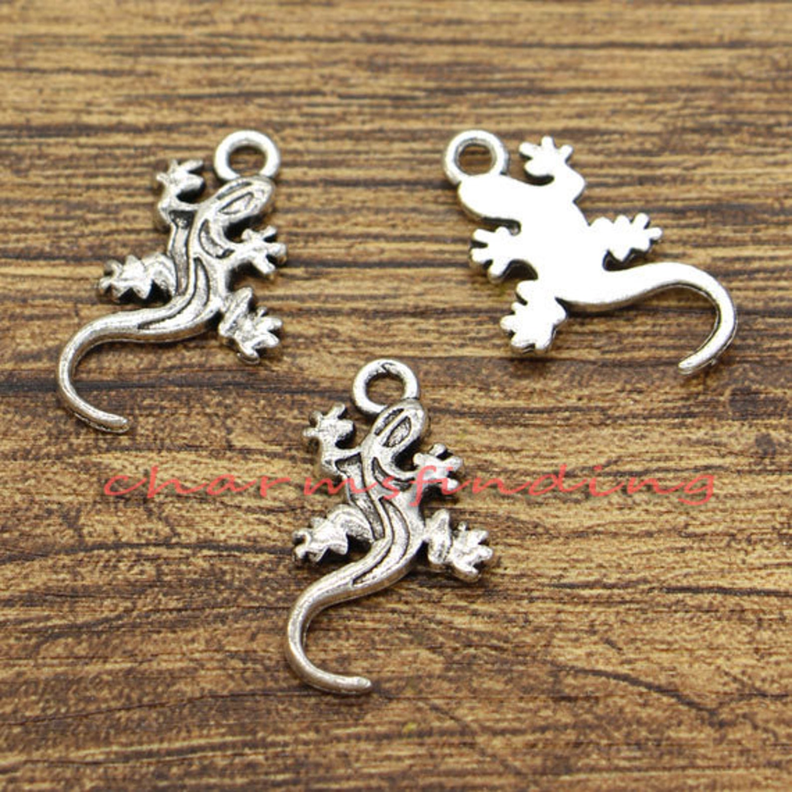 50pcs Gecko Charms Lizard Charms Antique Silver Tone 22x12mm | Etsy