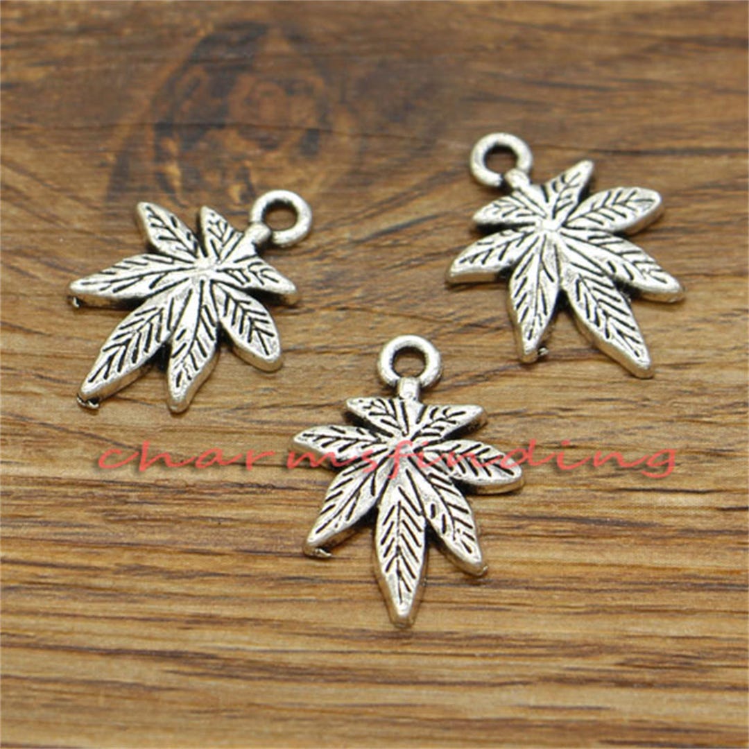 50pcs Leaf Charm Weed Charms Antique Silver Tone 20x16mm Cf0868 - Etsy