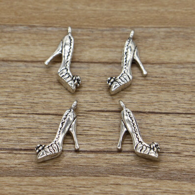30pcs High Heel Shoe Charms 3D Charms Antique Silver Tone | Etsy