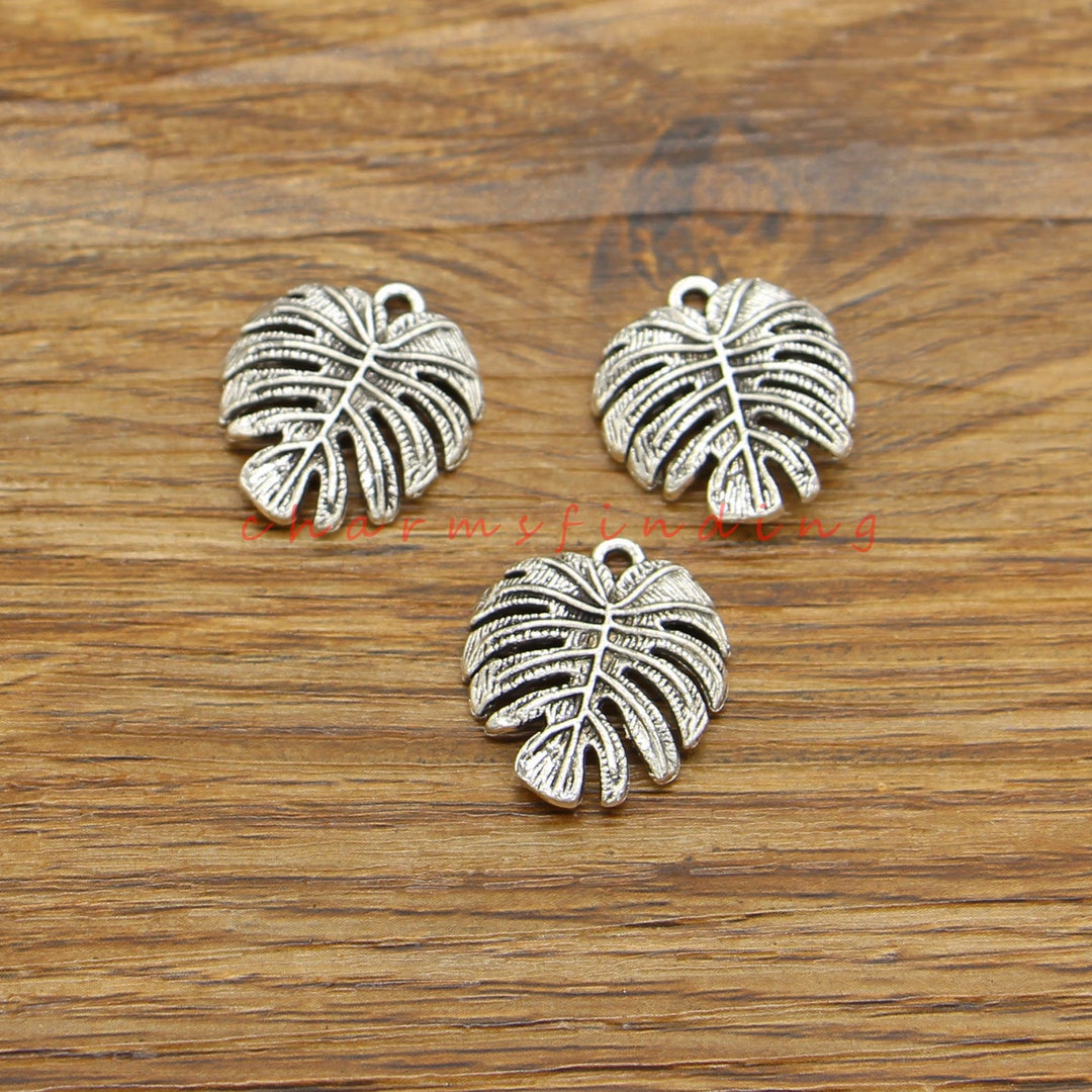 25pcs Leaf Charms Tree Leaves Antique Tibetan Silver Tone 19x21mm ...