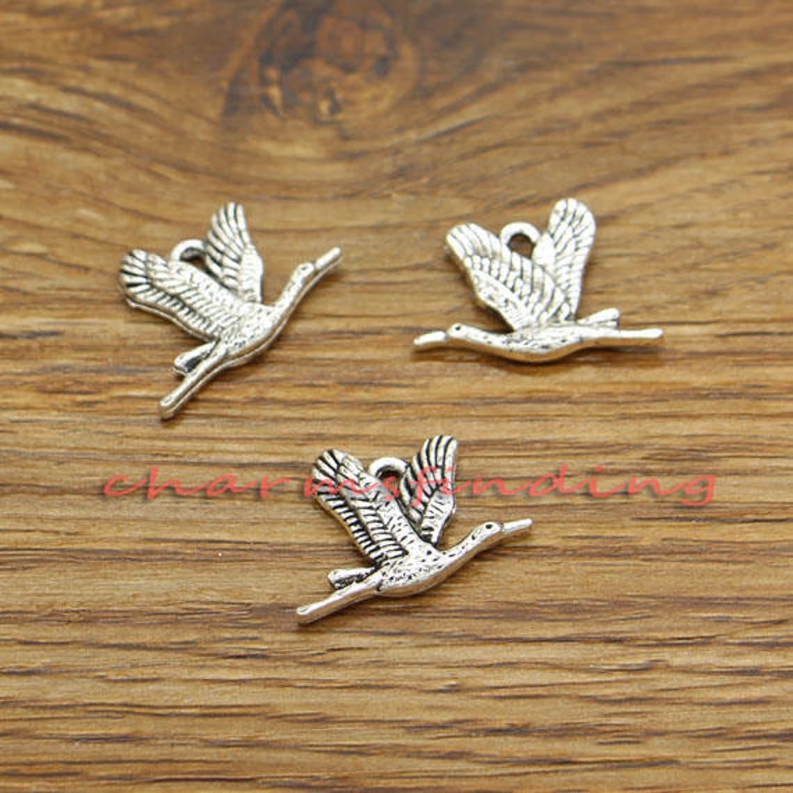 30pcs Goose Charms Bird Charms Antique Silver Tone 20x14mm | Etsy