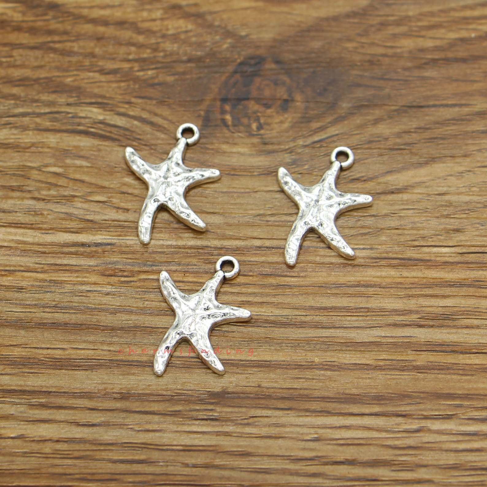 50pcs Starfish Charm Beach Charm Antique Silver Tone 16x22mm | Etsy