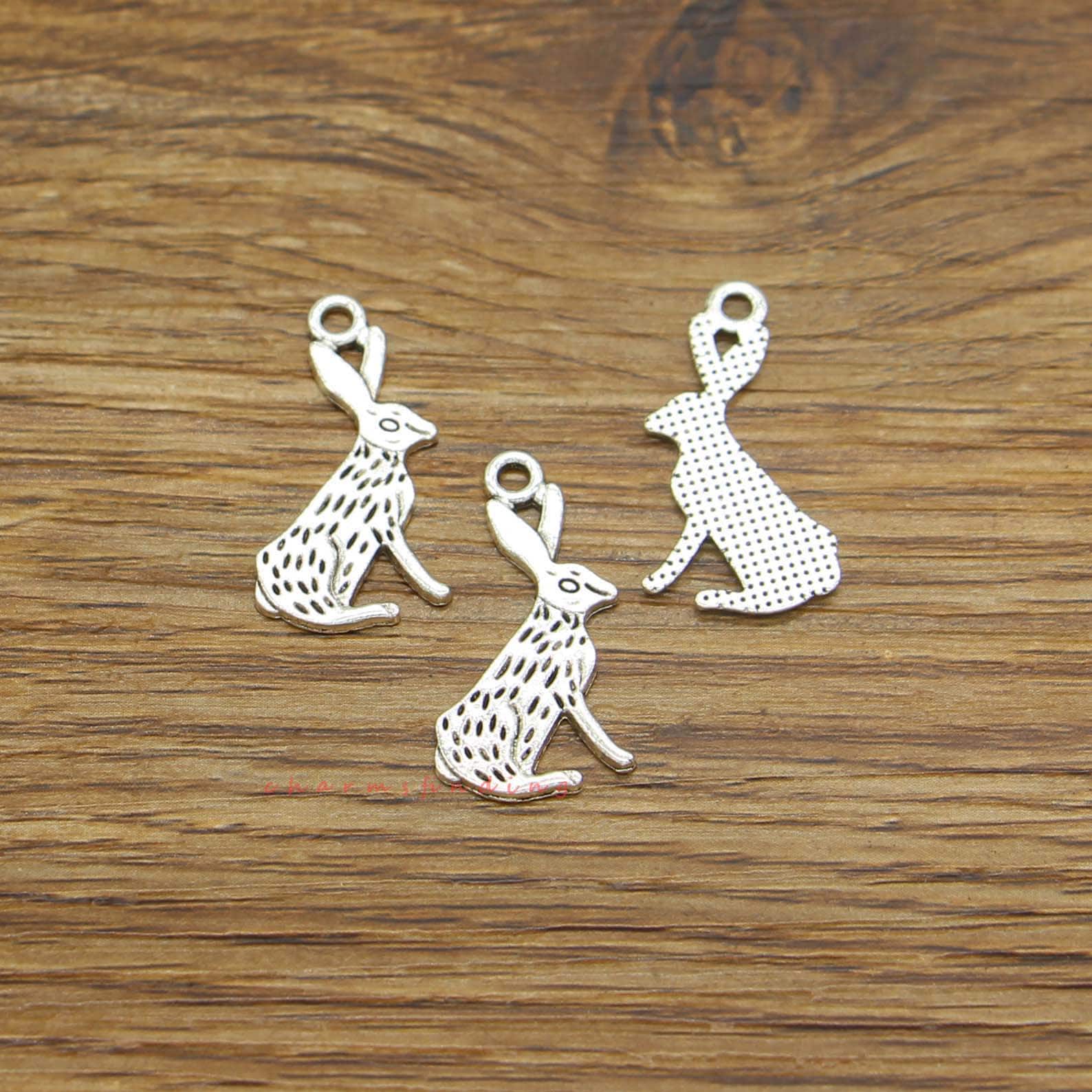 30pcs Rabbit Charms Hare Charm Antique Silver Tone 14x26mm - Etsy
