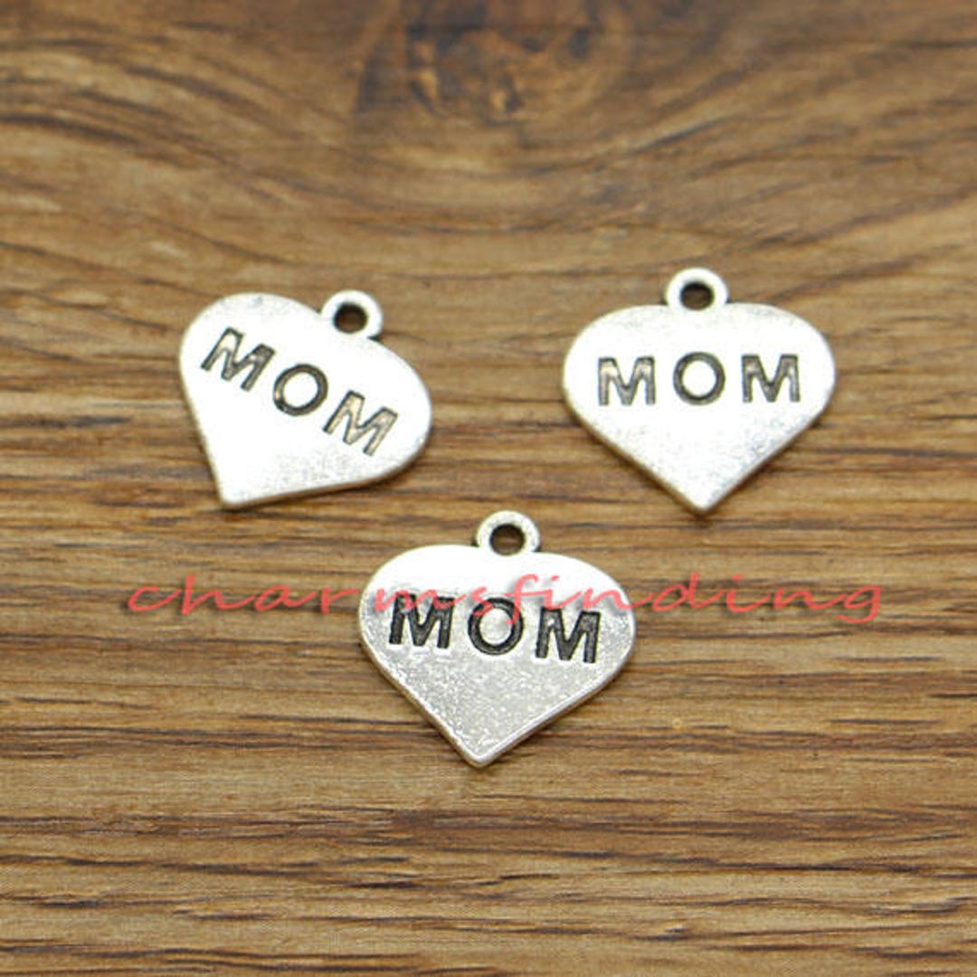 20pcs Mom Charm Mother Family Word Charms Antique Silver Tone 16x16mm ...