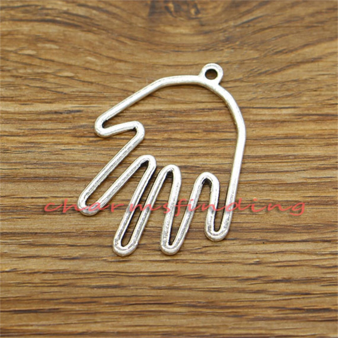12pcs Large Hand Pendant Charms Antique Silver Tone 31x43mm Cf3344 - Etsy