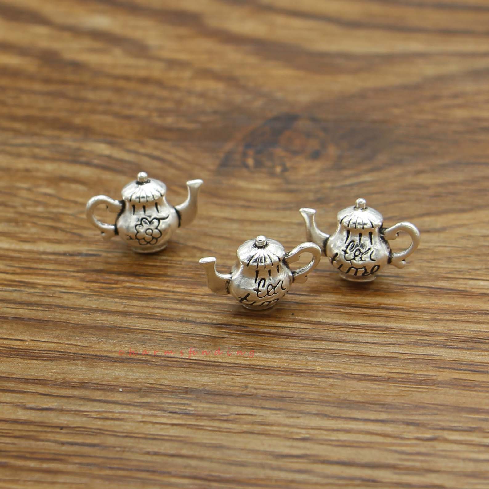 15pcs Teapot Charms Pot Charms 3d Antique Silver Tone | Etsy