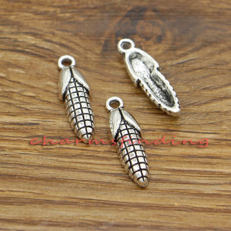 20pcs Corn Cob Charm Food Charms Antique Silver Tone 8x24mm - Etsy