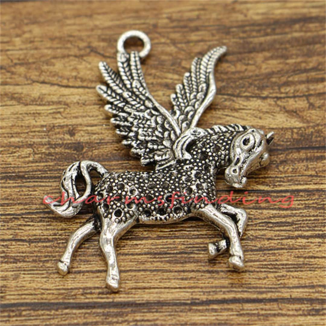 5pcs Pegasus Charms Large Size Charms Antique Silver Tone 52x43mm ...