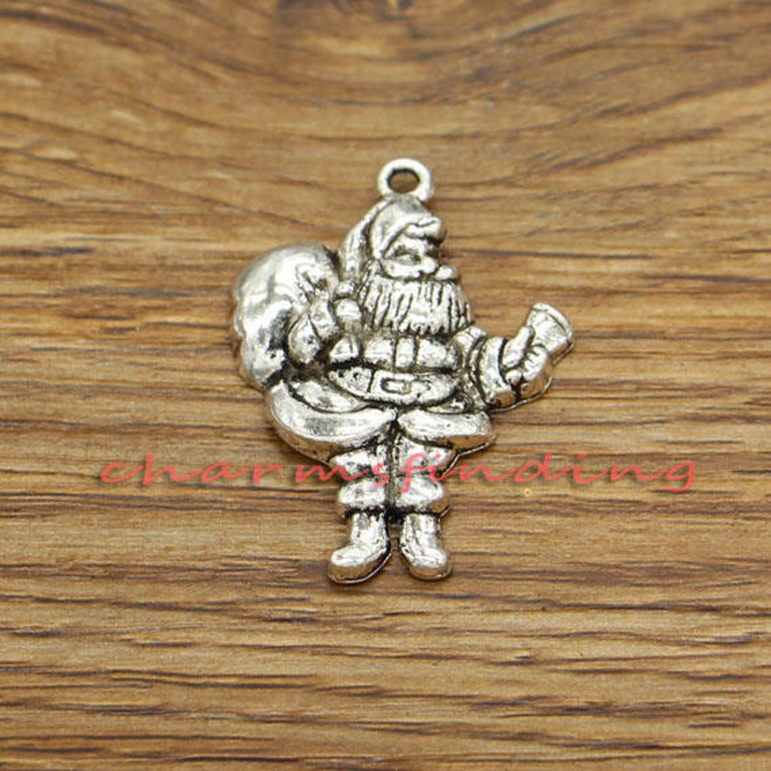 10pcs Santa Charms Christmas Holiday Charm Antique Silver Tone - Etsy