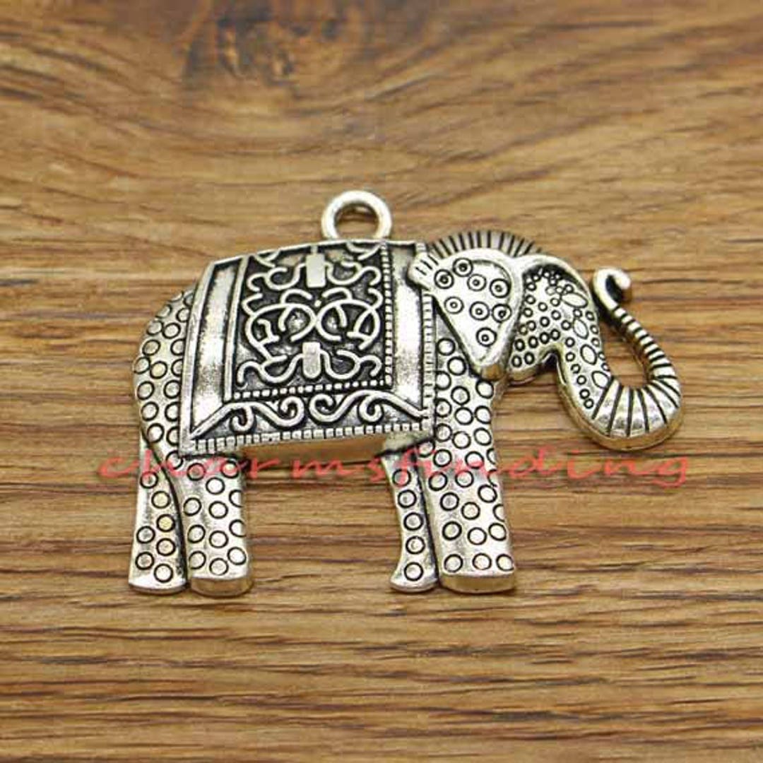 5pcs Large Elephant Charms Pendants Antique Silver Tone 48x39mm Cf3187 ...