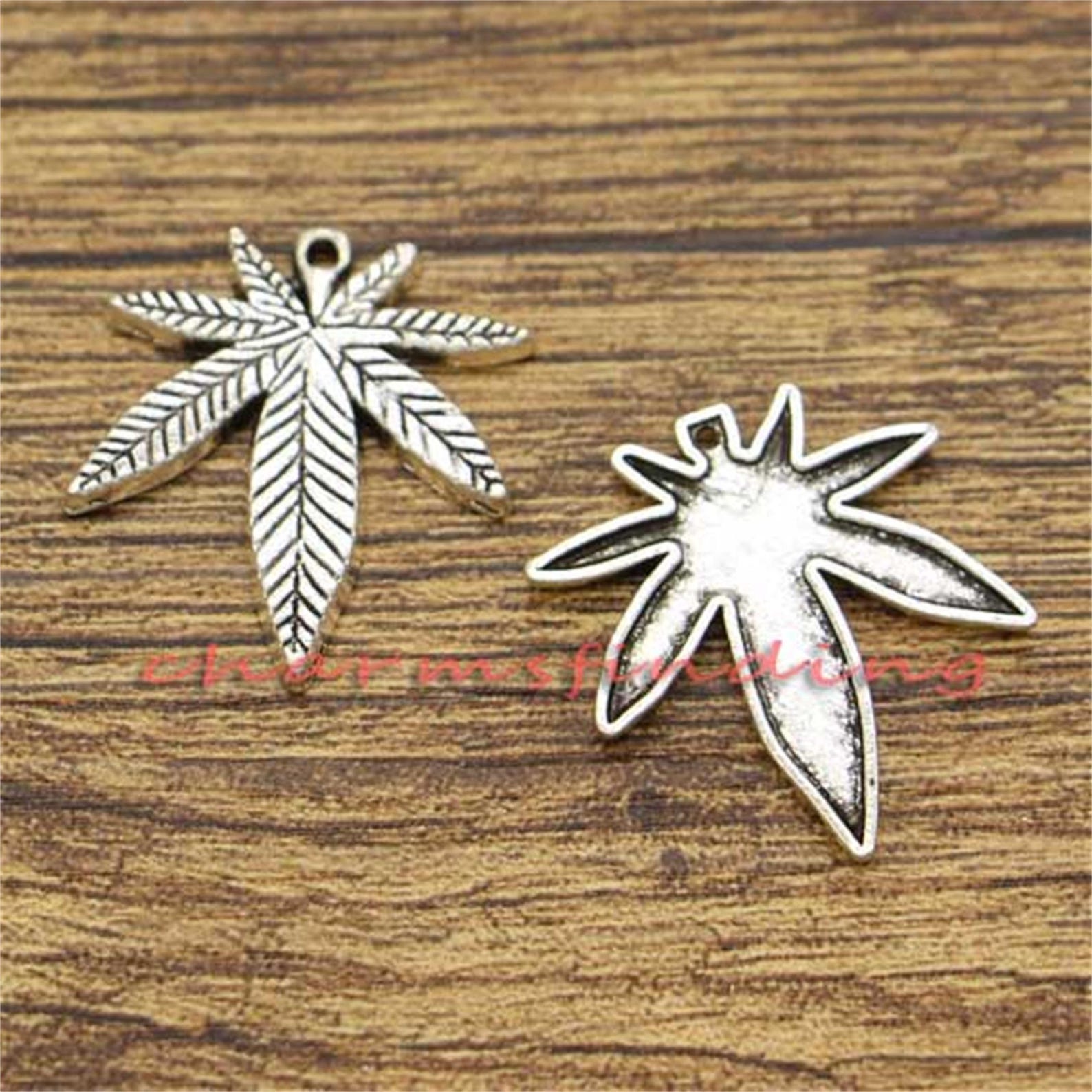 20pcs Leaf Charm Weed Charms Antique Silver Tone 22x25mm Cf2560 - Etsy