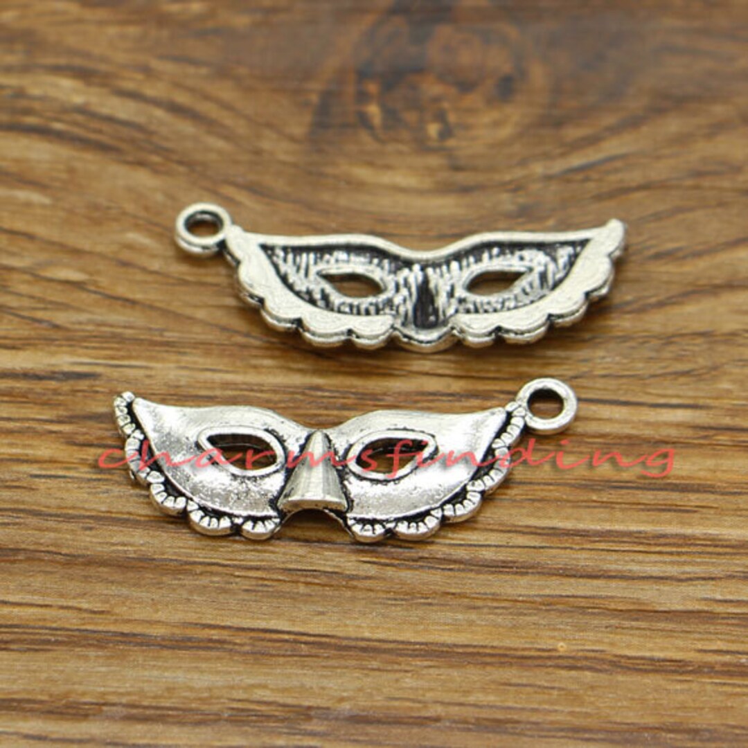20pcs Mask Charms Masquerade Charms Antique Silver Tone 31x10mm Cf0063 ...