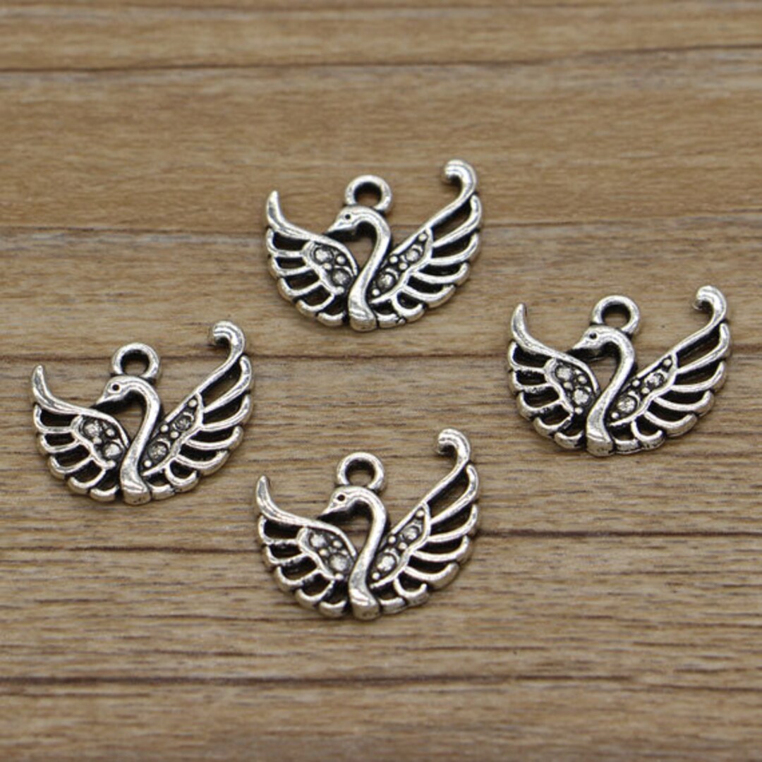 50pcs Swan Charms Bird Charm Antique Silver Tone 18x16mm Cf1968 - Etsy