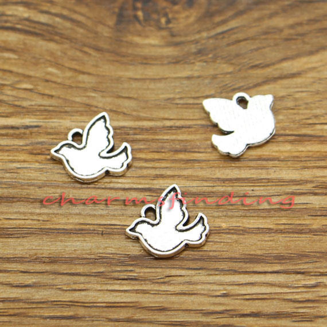 50pcs Peace Dove Charms Bird Charm Antique Silver Tone 12x14mm | Etsy