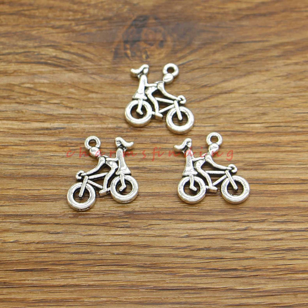 15pcs Bicycle Charms Cycle Bike Charms Antique Silver Tone 19x20mm ...