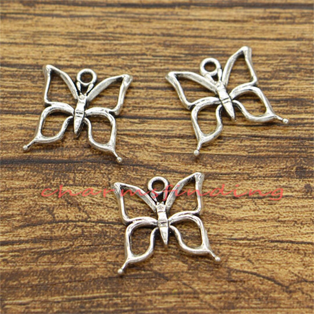50pcs Butterfly Charms Fly Charms Antique Silver Tone 17x16mm Cf2697 - Etsy