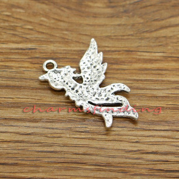 10pcs Large Phoenix Charm Mythical Birds Charm Antique Silver | Etsy