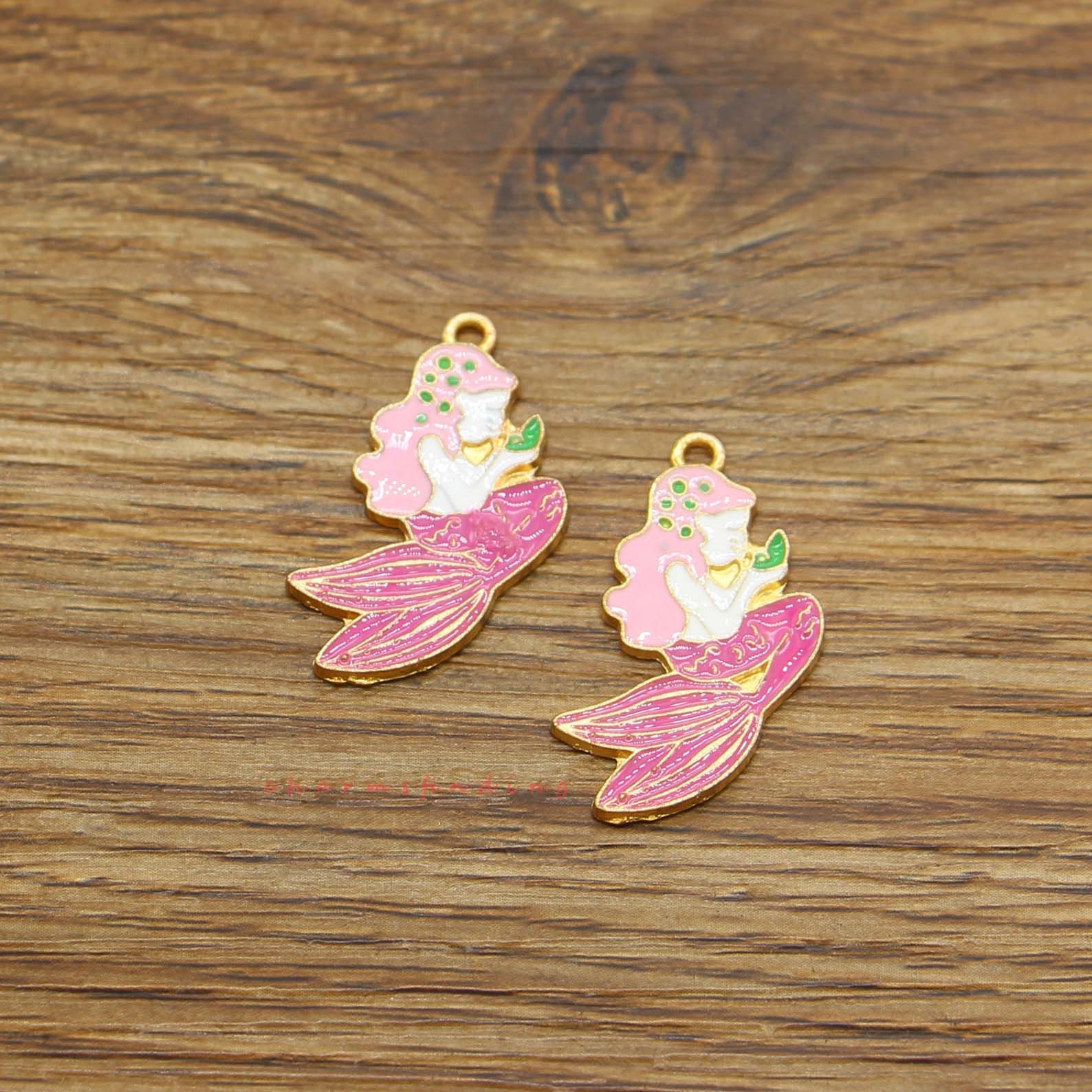 10pcs Mermaid Charms Ocean Charms Gold Plated Tone Enamel | Etsy