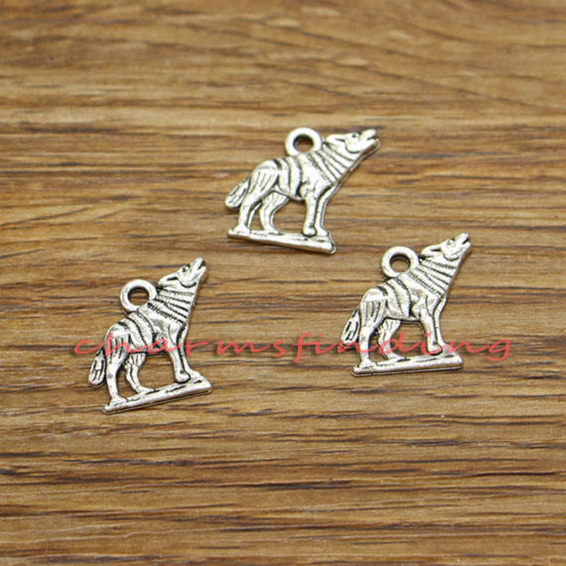 50pcs Wolf Charms Howling Wolf Charm Antique Silver Tone - Etsy