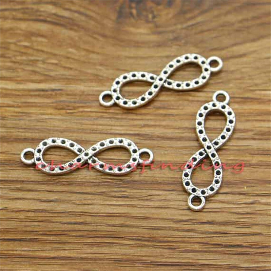 25pcs Infinity Charm Connectors Link Antique Silver Tone 32x10mm Cf3193 ...