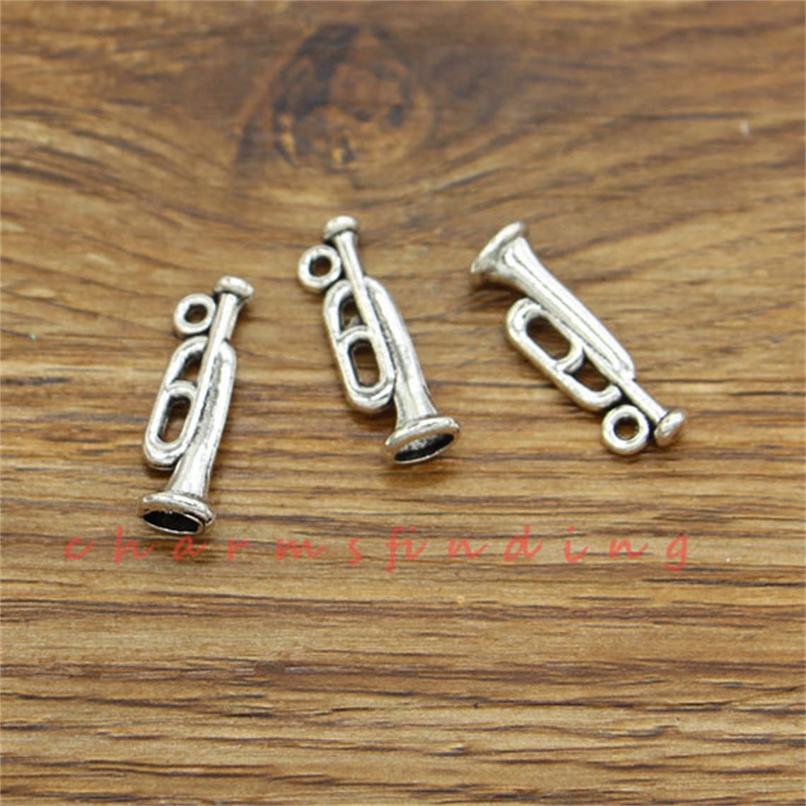25pcs Trumpet Charms Trombone Charms Antique Silver Tone 23x7mm Cf3472 ...