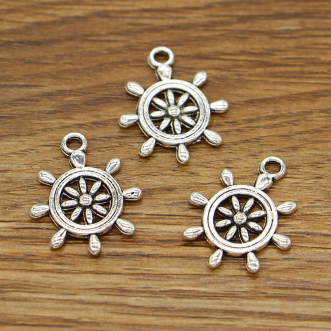 20pcs Helm Charms Ships Wheel Charms Antique Silver Tone 22x18mm Cf2550 ...