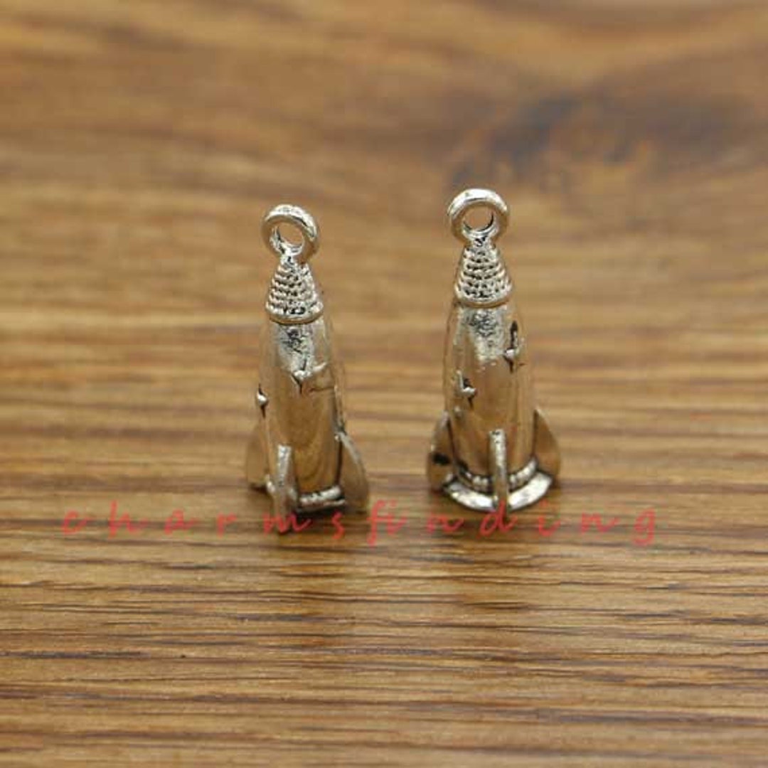 10pcs Rocket Ship Charms 3D Spaceship Charms Antique Silver Tone ...