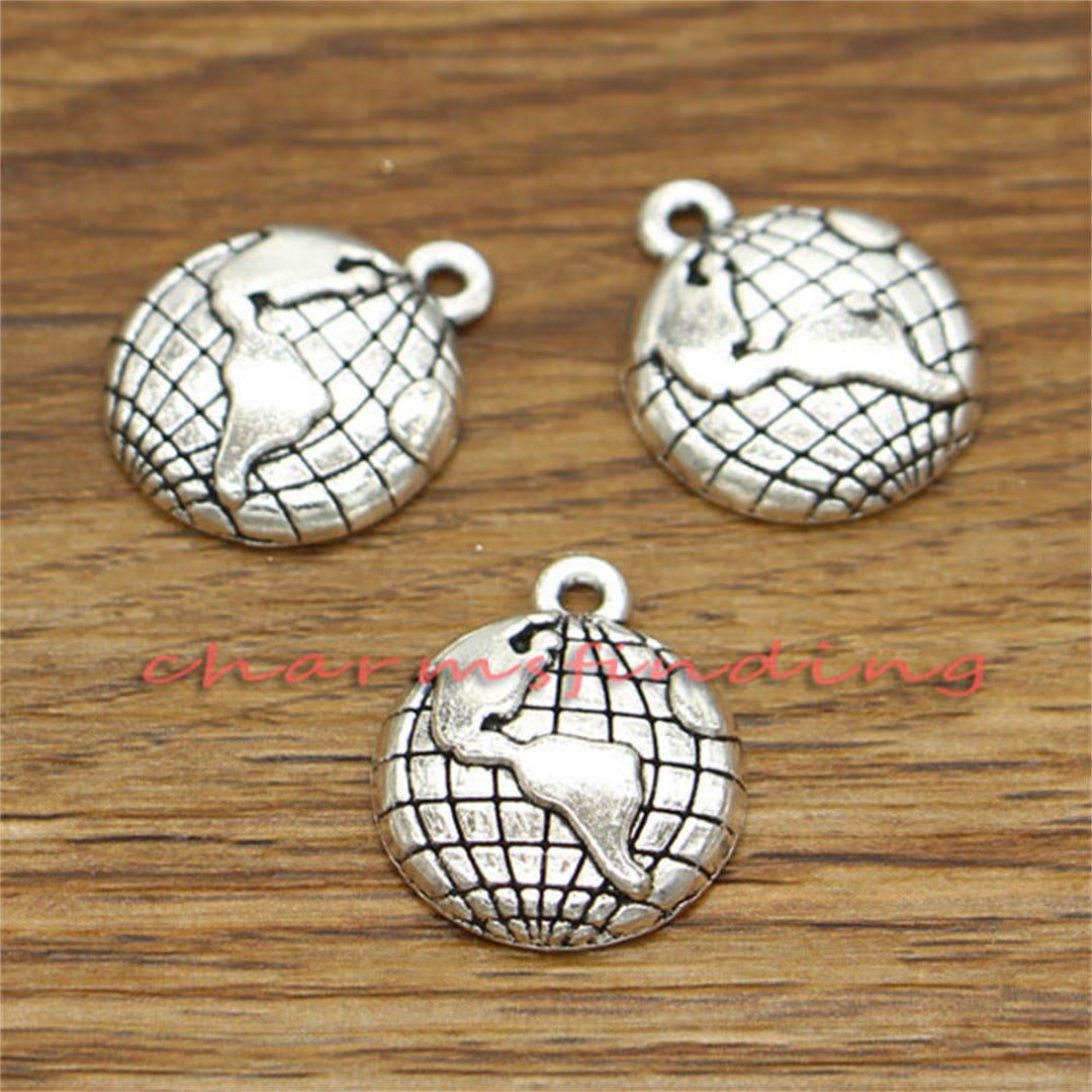 20pcs Globe Charms Antique Silver Tone Charm 16x19mm Cf0367 - Etsy