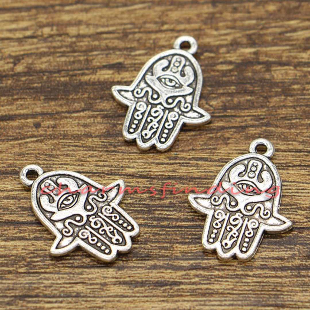 20pcs Hamsa Hand Charms Evil Eye Charms Antique Silver Tone - Etsy