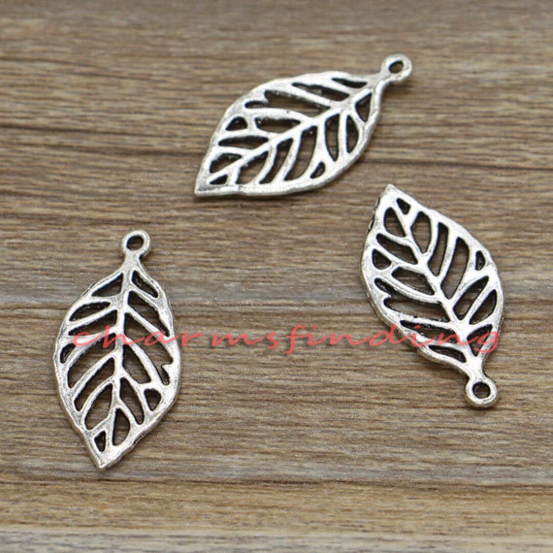 30pcs Leaf Charms Open Leaf Tree Charms Antiuqe Silver 28x14mm - Etsy