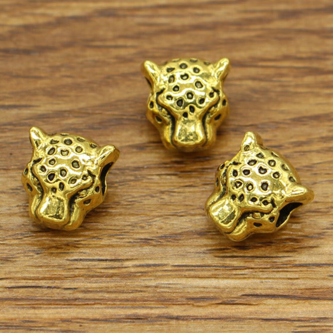 15pcs Leopard Beads Large European Bead Spacers Animal Beads Antique ...