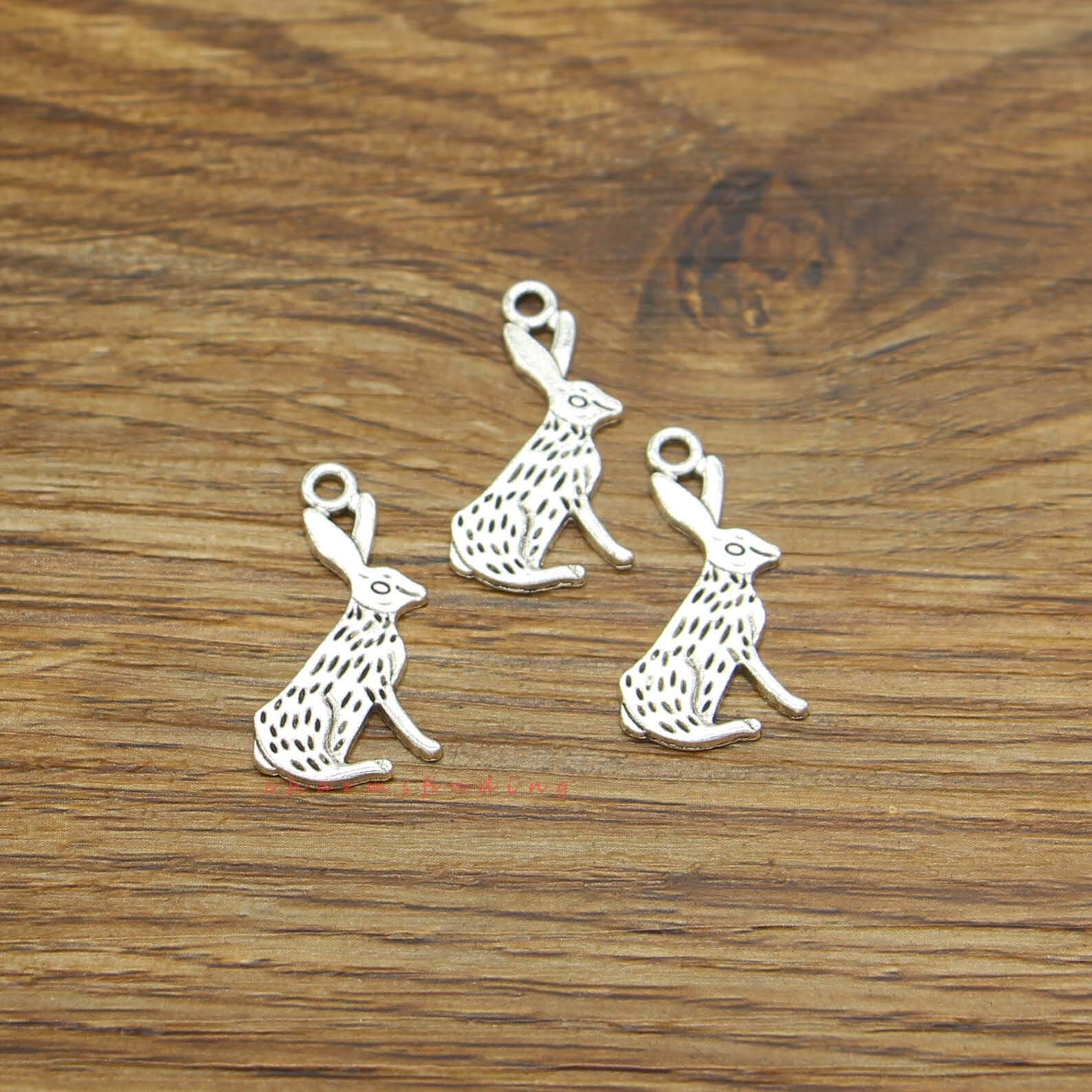 30pcs Rabbit Charms Hare Charm Antique Silver Tone 14x26mm - Etsy