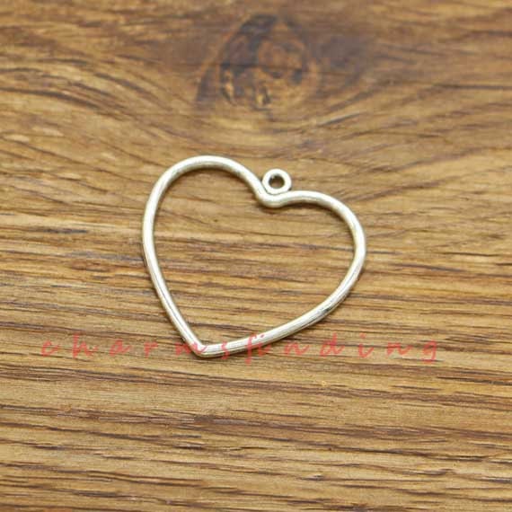 20pcs Open Hollow Heart Charms Valentine Charms Antique Silver | Etsy