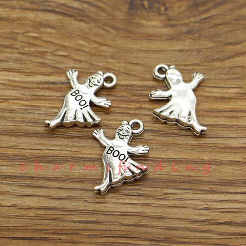 30pcs Ghost Charms Boo Halloween Antique Silver Tone 13x21mm - Etsy