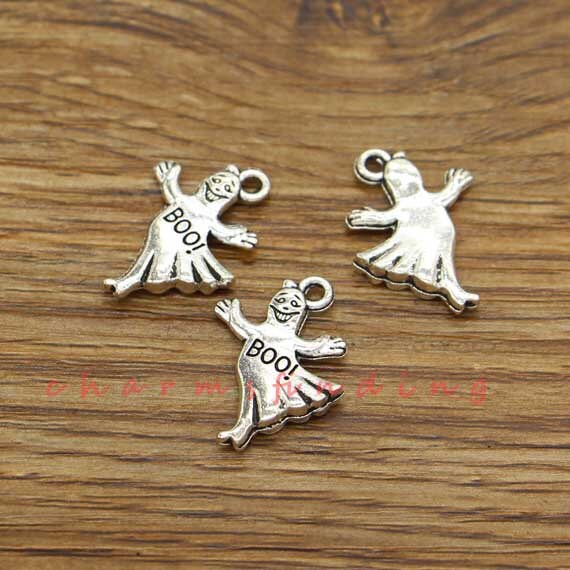 30pcs Ghost Charms Boo Halloween Antique Silver Tone 13x21mm - Etsy